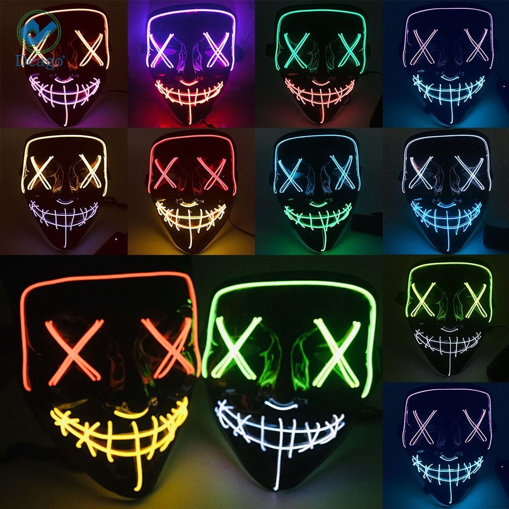 Deago Black Plastic Scary LED EL Wire Light up Costume Mask, for Adult ...