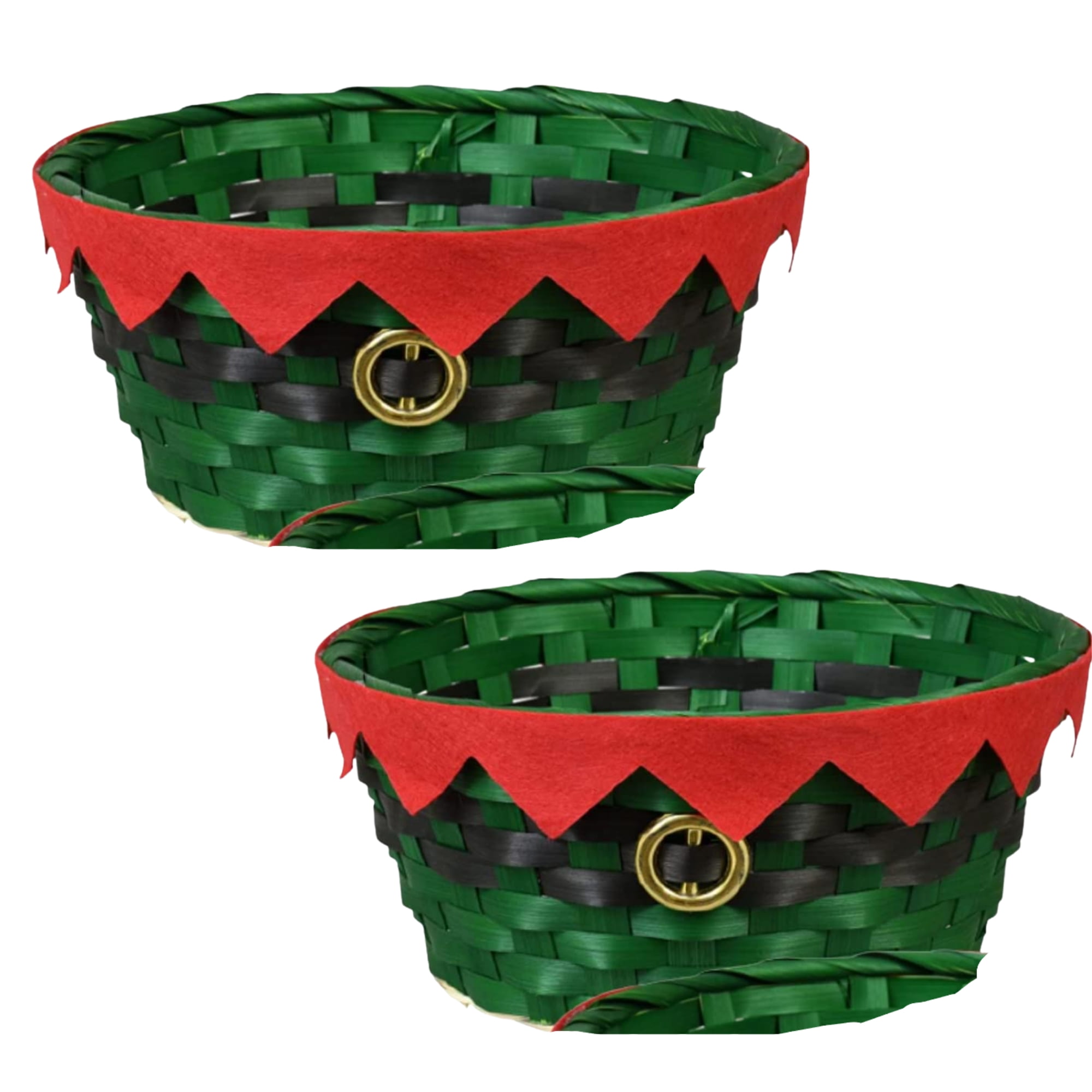 Round Baskets for Serving Christmas Green Elf Woven Basket All Purpose ...