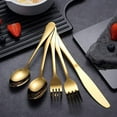 ReaNea 20-Piece Stainless Steel Gold Silverware Set, Titanium Gold ...