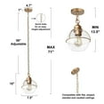 Uolfin Modern Globe Pendant Hanging Light 1-Light Brass Gold Island ...