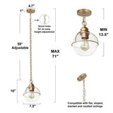 Uolfin Modern Globe Pendant Hanging Light 1-Light Brass Gold Island ...