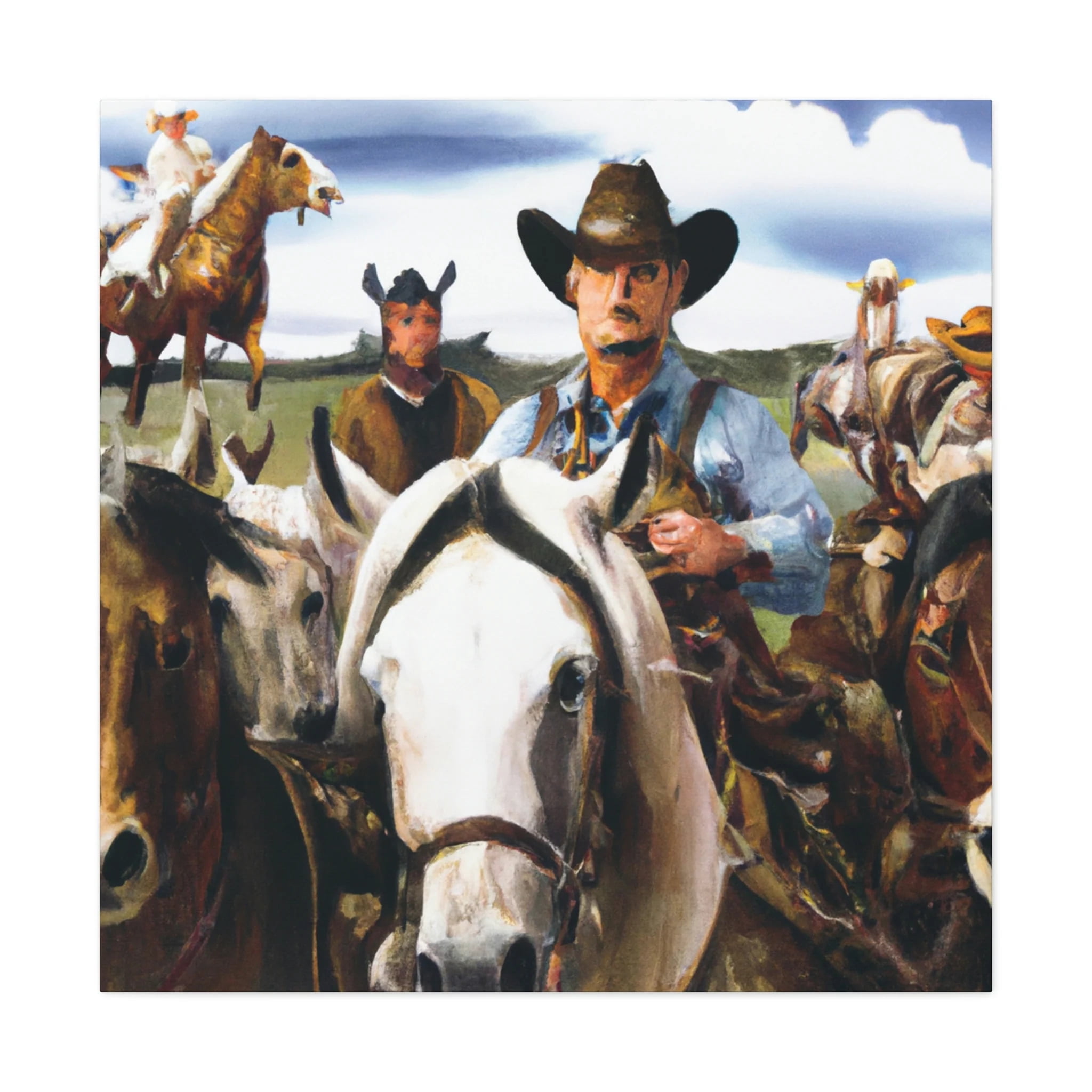 Cattle Roundup Scene - Canvas - Walmart.com