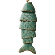 Wind & Weather Colored Porcelain Koi Fish Wind Chime, in Green ...