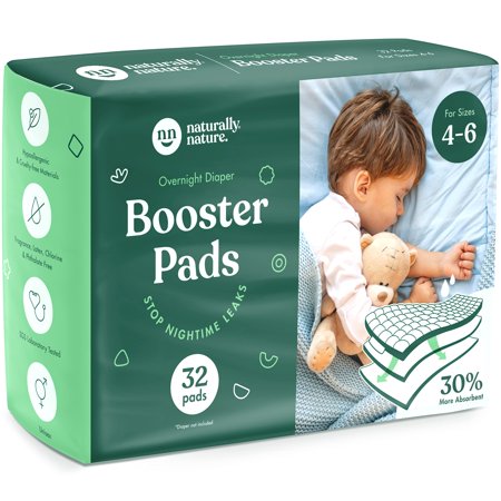 Naturally Nature Overnight Diaper Doubler Booster Pads with Adhesive ...