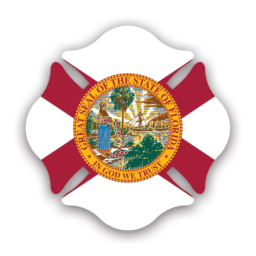 Florida State Maltese Cross Shaped Sticker Decal - Self Adhesive Vinyl ...