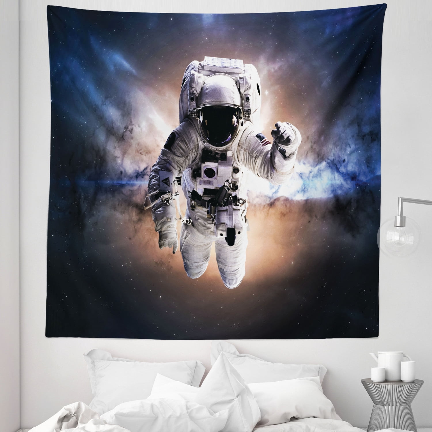 Astronaut Tapestry, Floating Astronaut in Space Nebula Heavenly Bodies ...