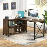 Tribesigns Reversible Industrial L-Shaped Desk with Enclosed Storage ...