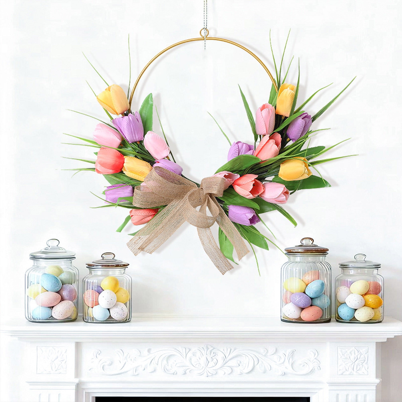 Click here for Kttectoa Easter Artificial Tulips Wreath Wrought I... prices