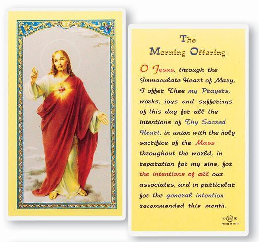 Morning Offering Laminated Catholic Prayer Holy Card with Prayer on ...