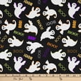 David Textiles 21" x 18" Cotton Spooky Ghost Precut Fabric, Black|White ...