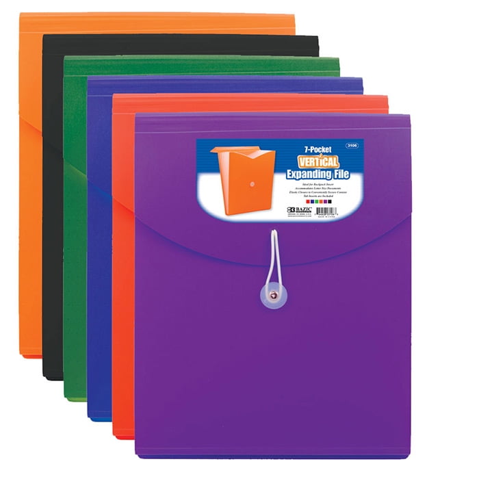 BAZIC 7 Pocket Letter Size Vertical Poly Expanding File Case Pack 12 bazic-7-pocket-letter-size-vertical-poly-expanding-file-case-pack-12