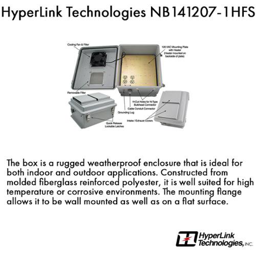 L-Com NB141207-1HFS 14x12x7 In. 120 VAC Weatherproof Enclosure w/Solid ...