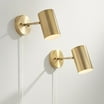360 Lighting Carla Modern Wall Lamps Set of 2 Polished Brass Plug-in 5 ...