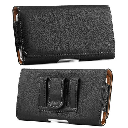 Black Leather Pouch Phone Case [with Belt Loops and Fixed Clip] for LG ...
