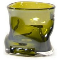 6" Green Translucent Glass Indoor Tabletop Vase with Natural Rattan ...