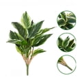 14 Leaves Spotted Evergreen Artificial Plants Cutting, Lifelike Faux ...
