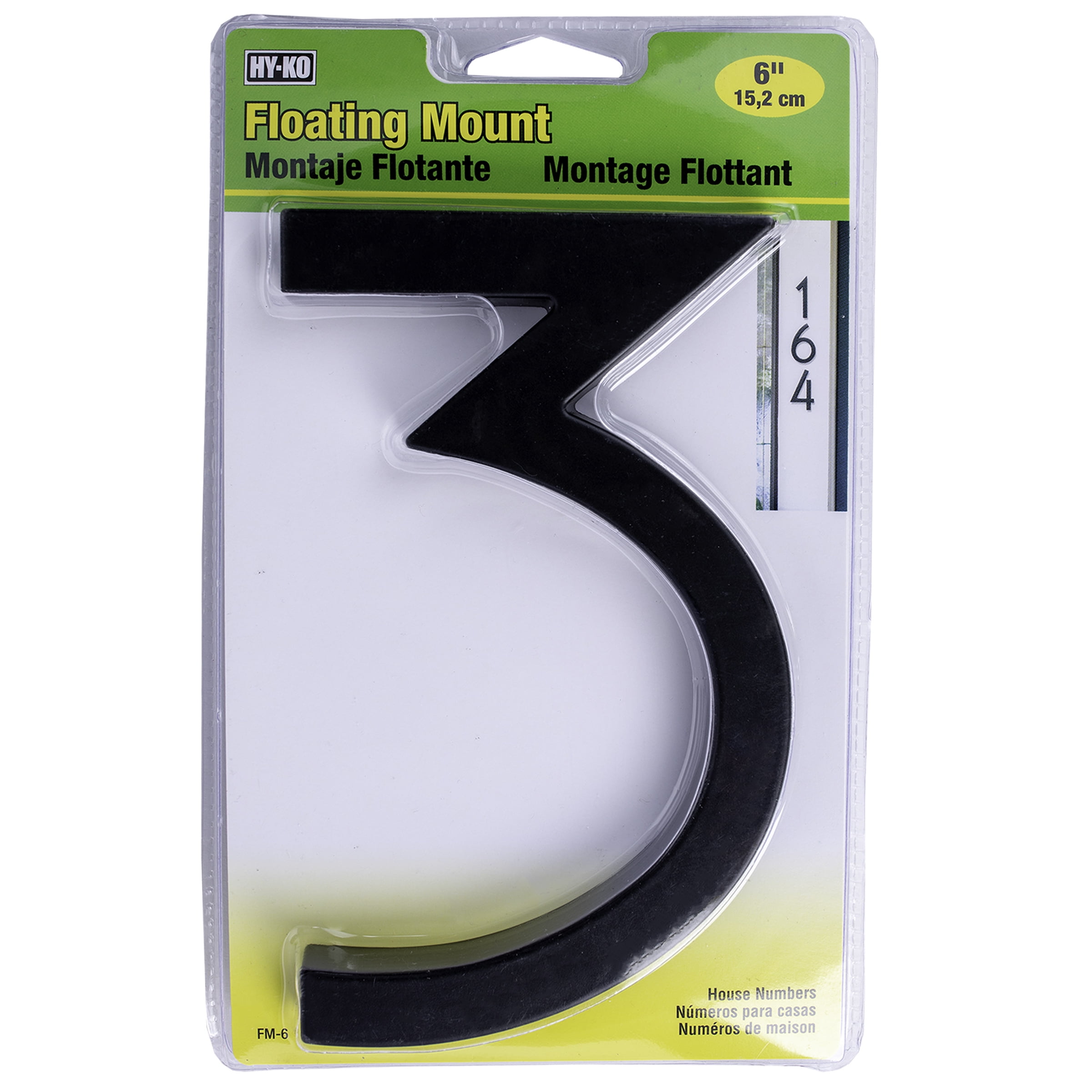 HY-KO 6" BLACK FLOATING MOUNT HOUSE NUMBER 3 - Walmart.com