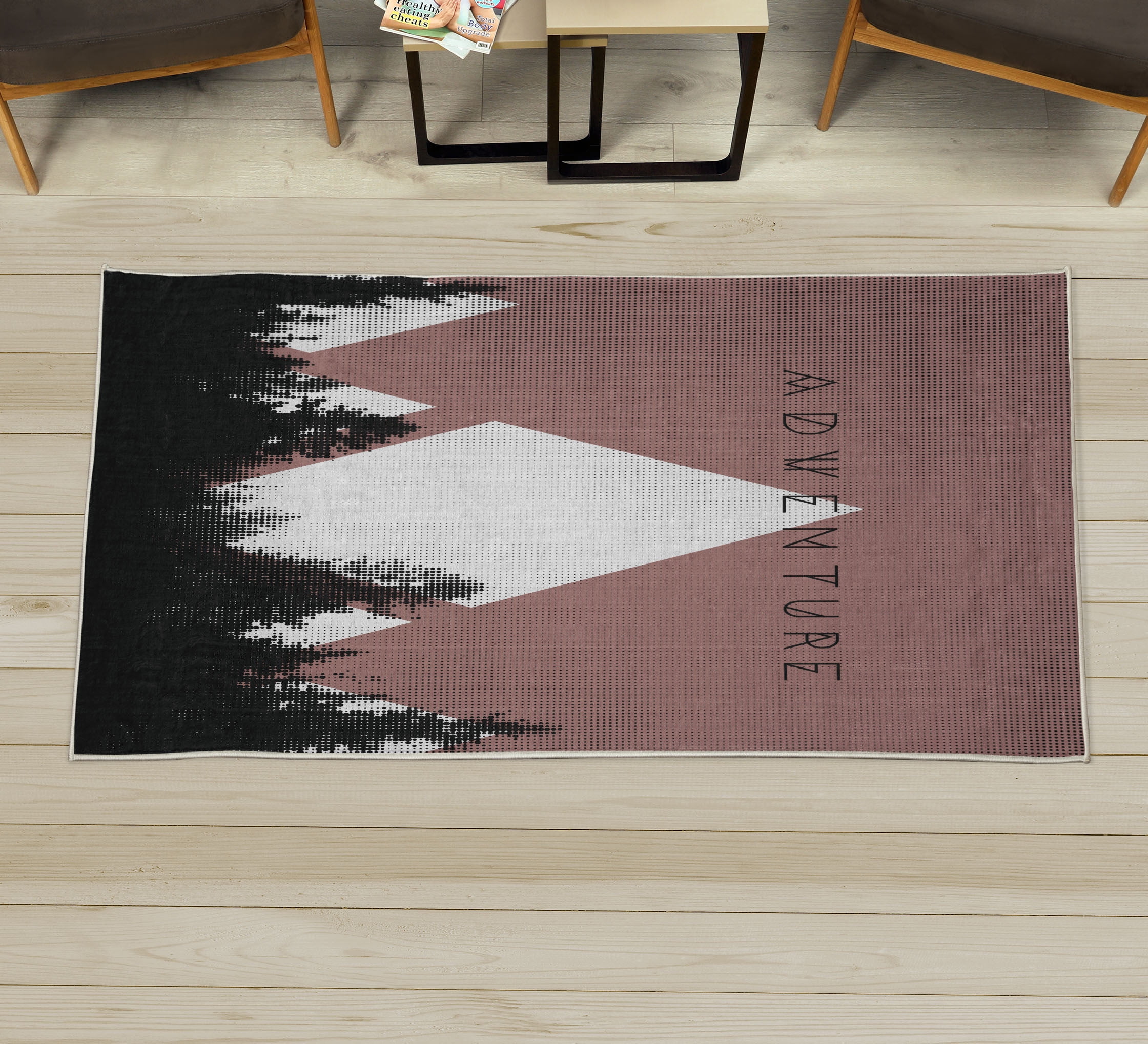 Adventure Decorative Rug, Forest Halftone Effect Hipster Typography ...