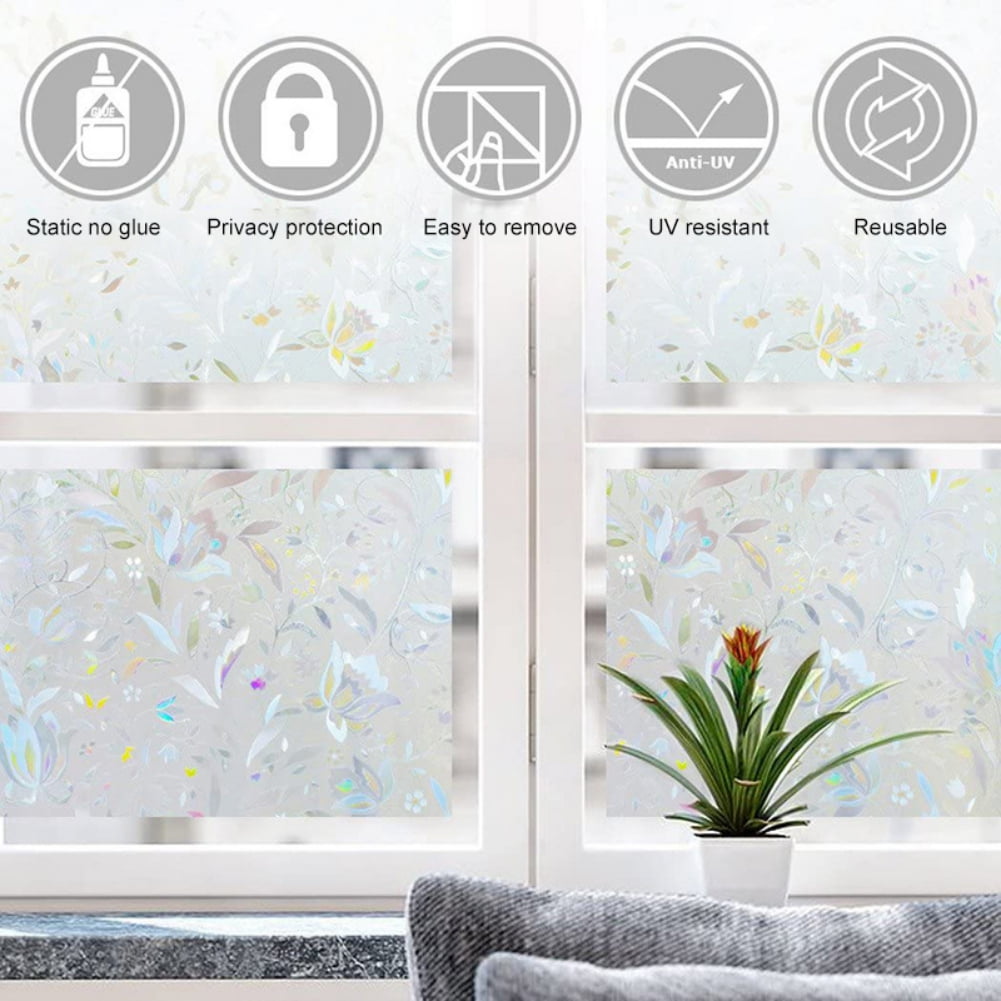 Window Privacy Film, Rainbow Window Clings, 3D Decorative Window Vinyl ...
