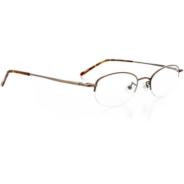 Womens Optical Eyewear - Rectangle Shape, Metal Half Rim, Cocoa ...