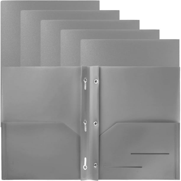 GHSDFBB 6 Pack Heavy Duty Plastic Two Pocket Folders with 3 Prongs ...