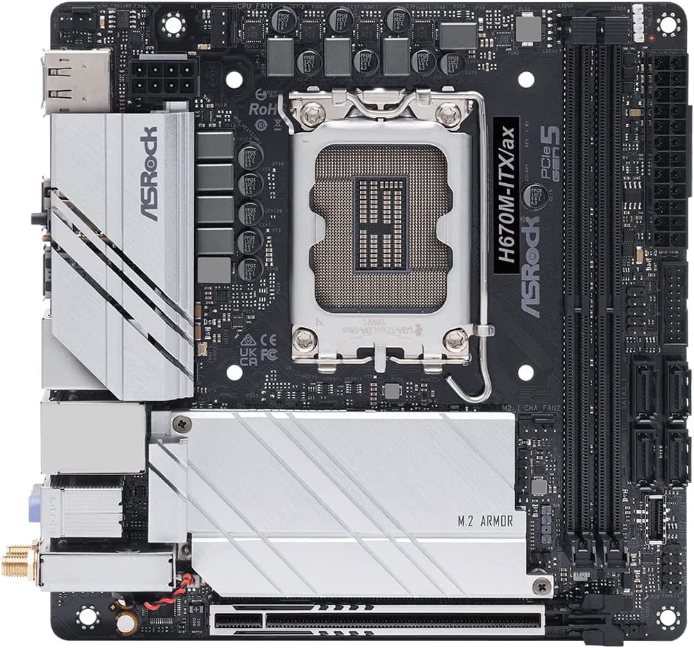ASRock Mini ITX Motherboard 12th Gen LGA 1700 125W H670M-ITX/AX - BLACK ...