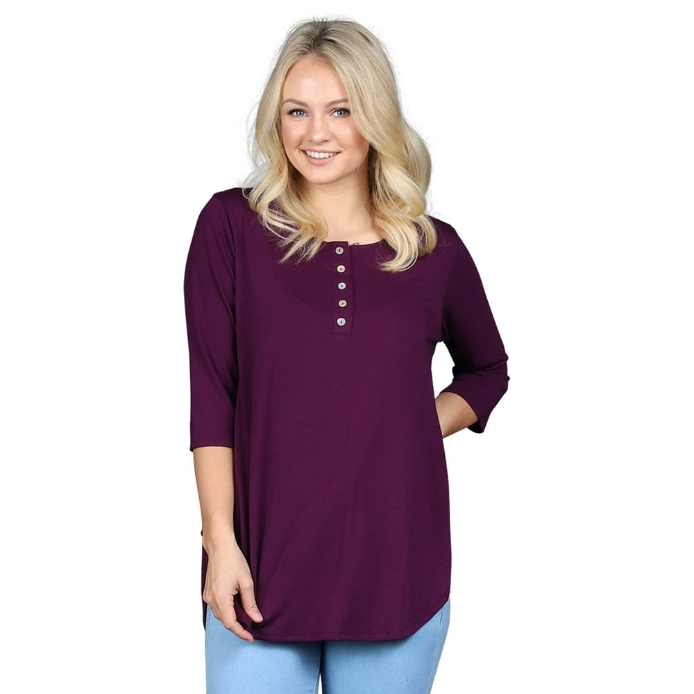 Zenana Outfitters Plus Size 3 4 Sleeve Button Tunic