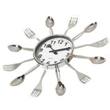 Decorative 3D Cutlery Utensil Spoon and Fork Wall Clock for Kitchen ...