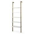 Gymax 5-Tier Ladder Shelf, Wall-Mounted Wood Display Bookshelf, Metal ...