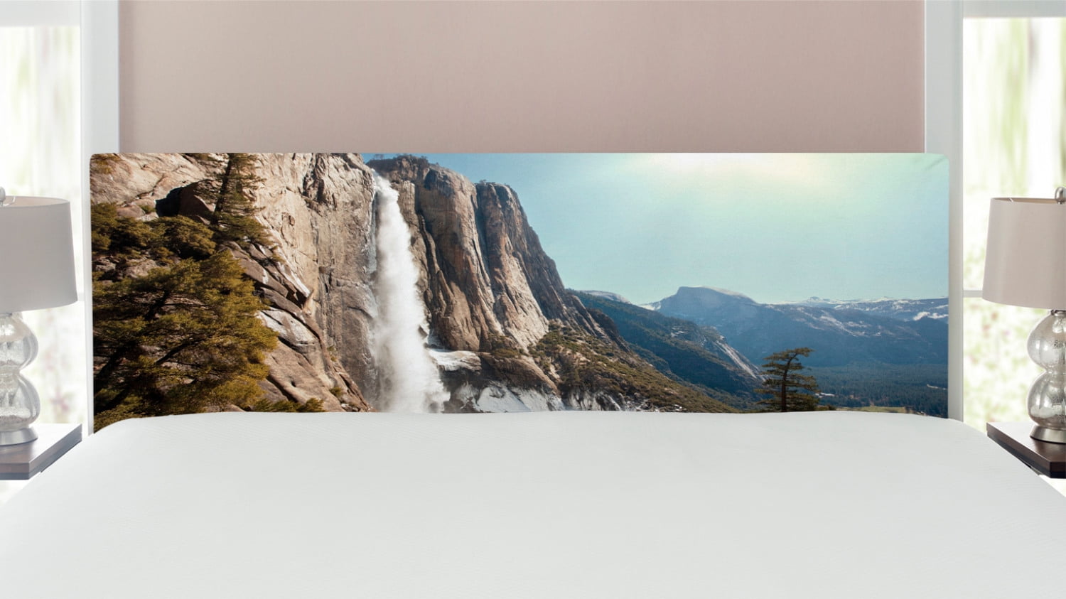 Yosemite Headboard, Yosemite Falls Mountain Sunshine Alpine Trees ...