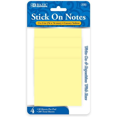 BAZIC Sticky Notes 3x3 Canary Yellow Post Stickies Self Stick Note ...