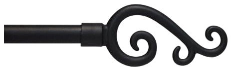 Urbanest Adjustable Scroll Curtain Rod, 5/8", Black, 48"-84" - Walmart.com