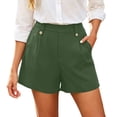 Pounoo Womens Dress Shorts High Waist Double Button Pleated Straight ...