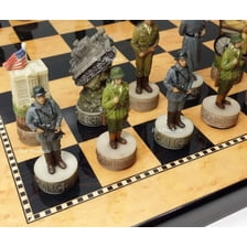 WW2 US vs Germany Chess Set W/ 17" Rustic Maple Ebony Color Board World ...