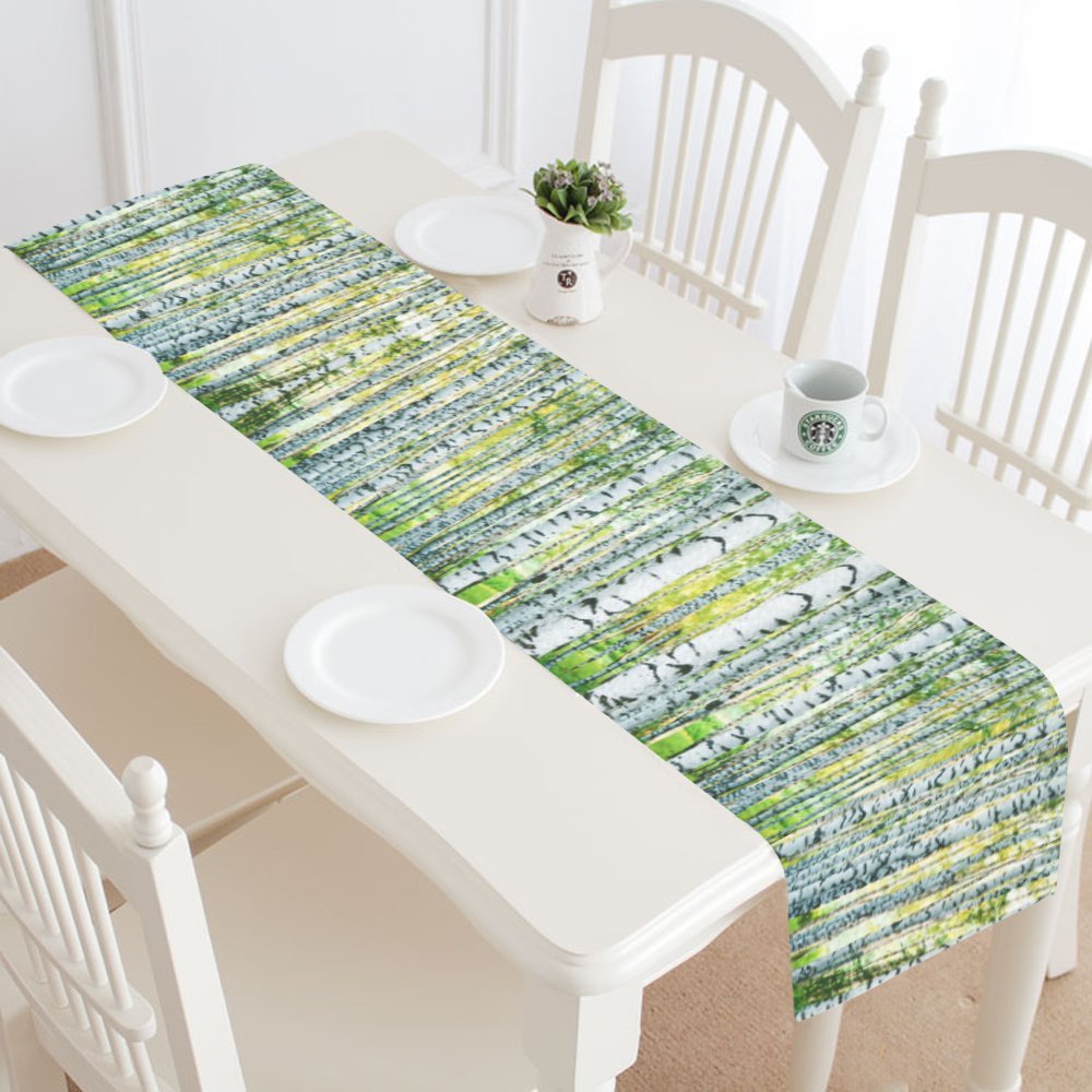 MYPOP Autumn Brich Table Runner Home Decor 14x72 Inch,Brich Forest ...