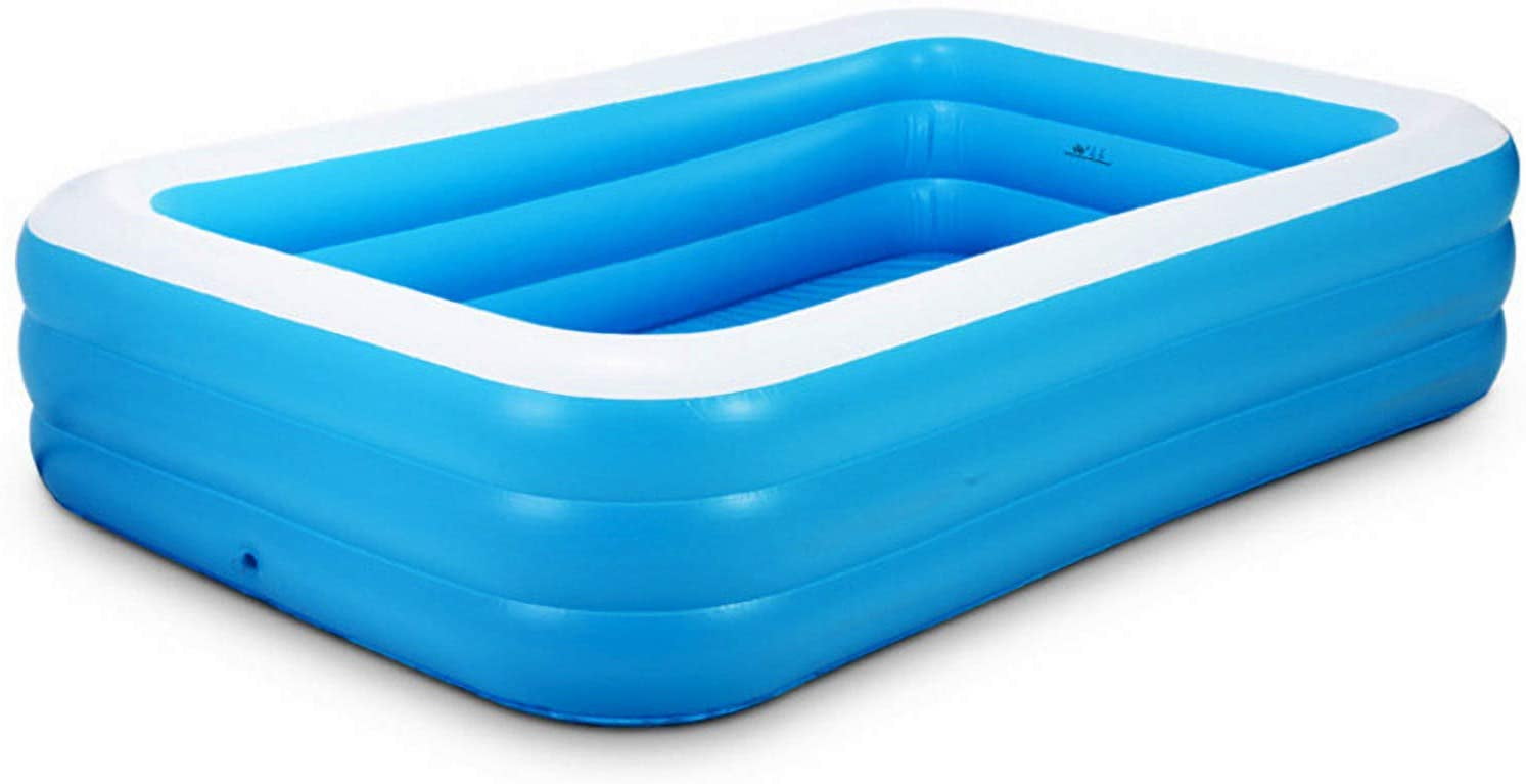 Inflatable Rectangular Pool for Kids, Adults, Family Swimming Blowup ...