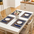 Blue Gold Arched Placemats Set of 2, Vintage Ethic Traditional Floral ...