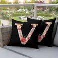 Black Letter V Flower Outdoor Pillow Covers Set of 2 Watercolor ...