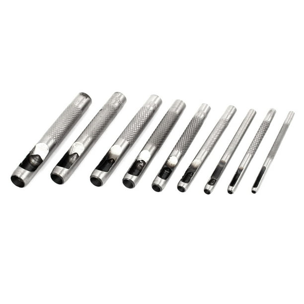 9PCS 2.5mm-10mm Leather Belt Gasket Hollow Hole Steel Punch Cutter Tool ...