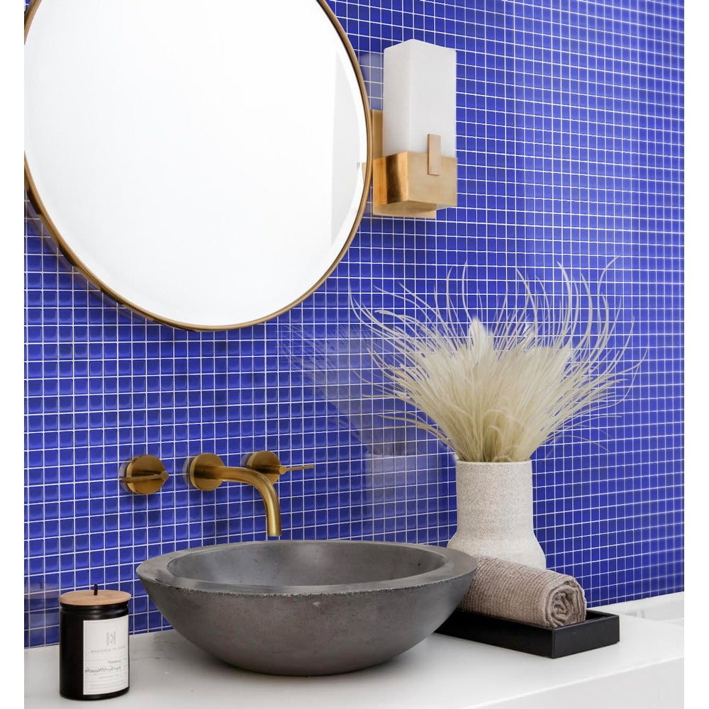Apollo Tile 10 Pack 11.8-in x 11.8-in Royal Blue Bevelled Glossy Finish ...