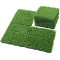 Interlocking Artificial Grass Tiles, 12x12 Inch Self-Draining Fake ...