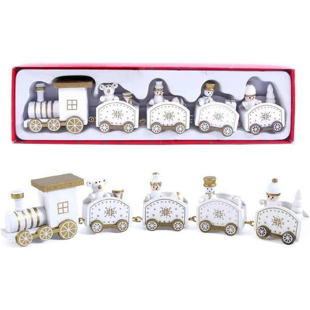 Christmas Train Decorations, 1 Pack Wooden Christmas Train Toy Set Mini ...