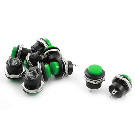 10 Pcs 250V 3A SPST Soldering Momentary Green Head Push Button Switches ...