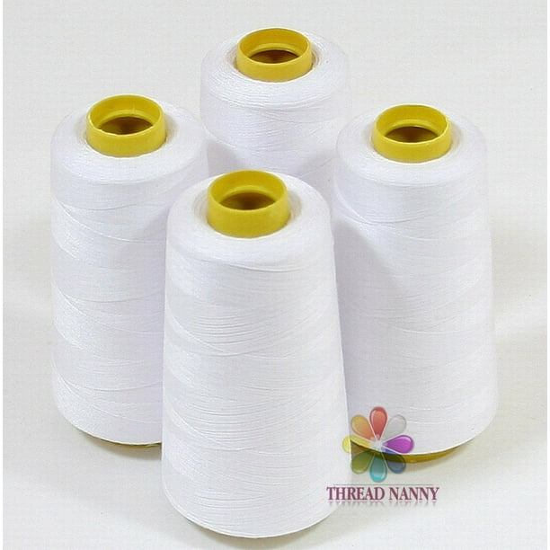 4 Large Cones (3000 Yards Each) of Polyester Threads for Sewing ...