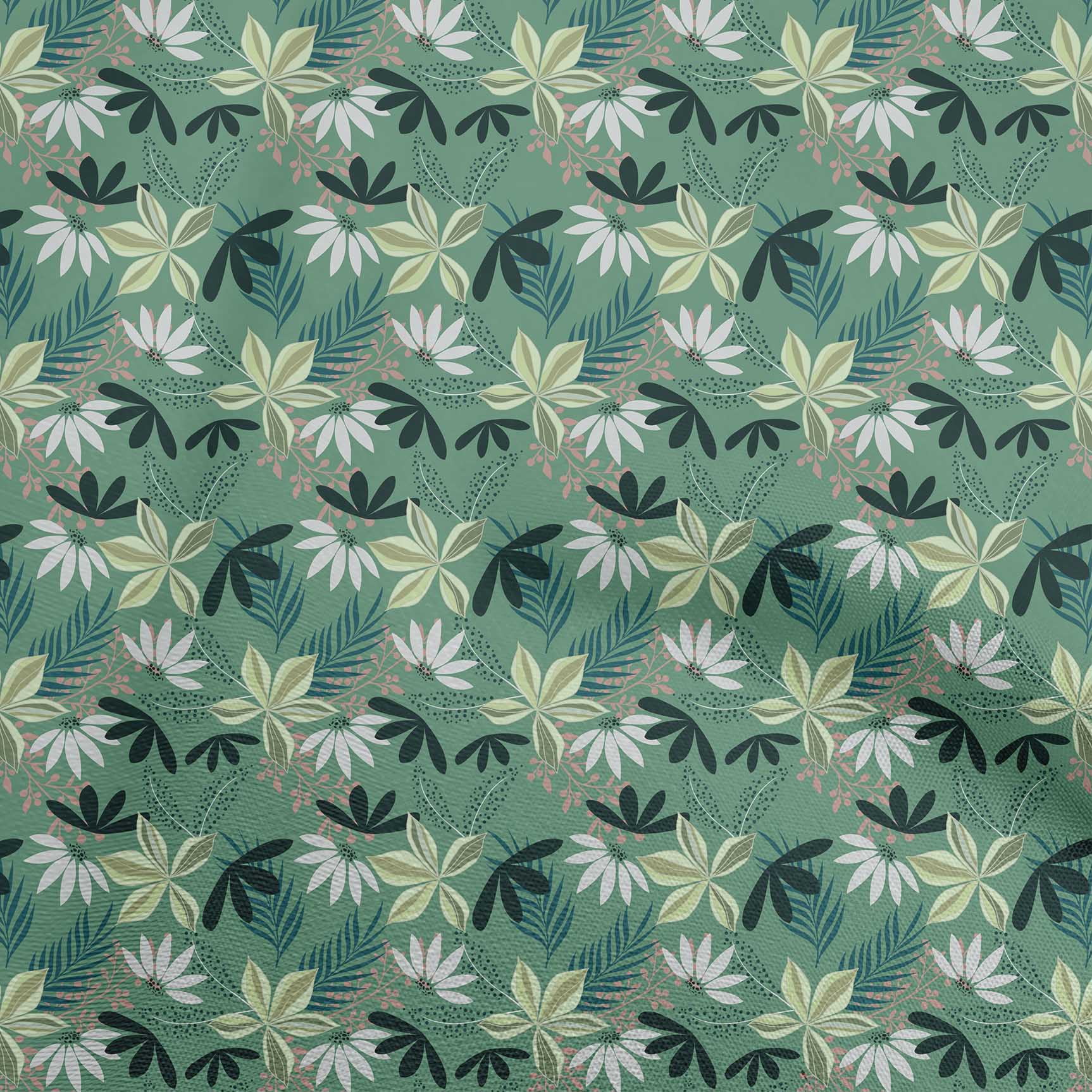 oneOone Cotton Cambric Dusty Teal Green Fabric Tropical Fabric For ...