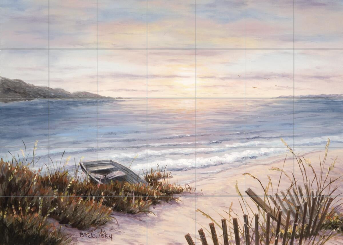 Tile Mural Kitchen Backsplash - Boat and the Sand - by Barbara Felisky ...