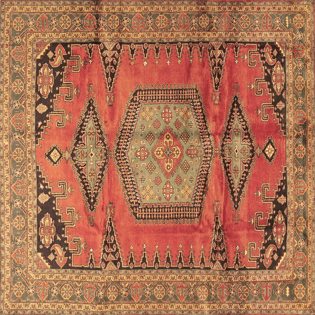 Ahgly Company Indoor Square Persian Brown Traditional Area Rugs, 5 ...