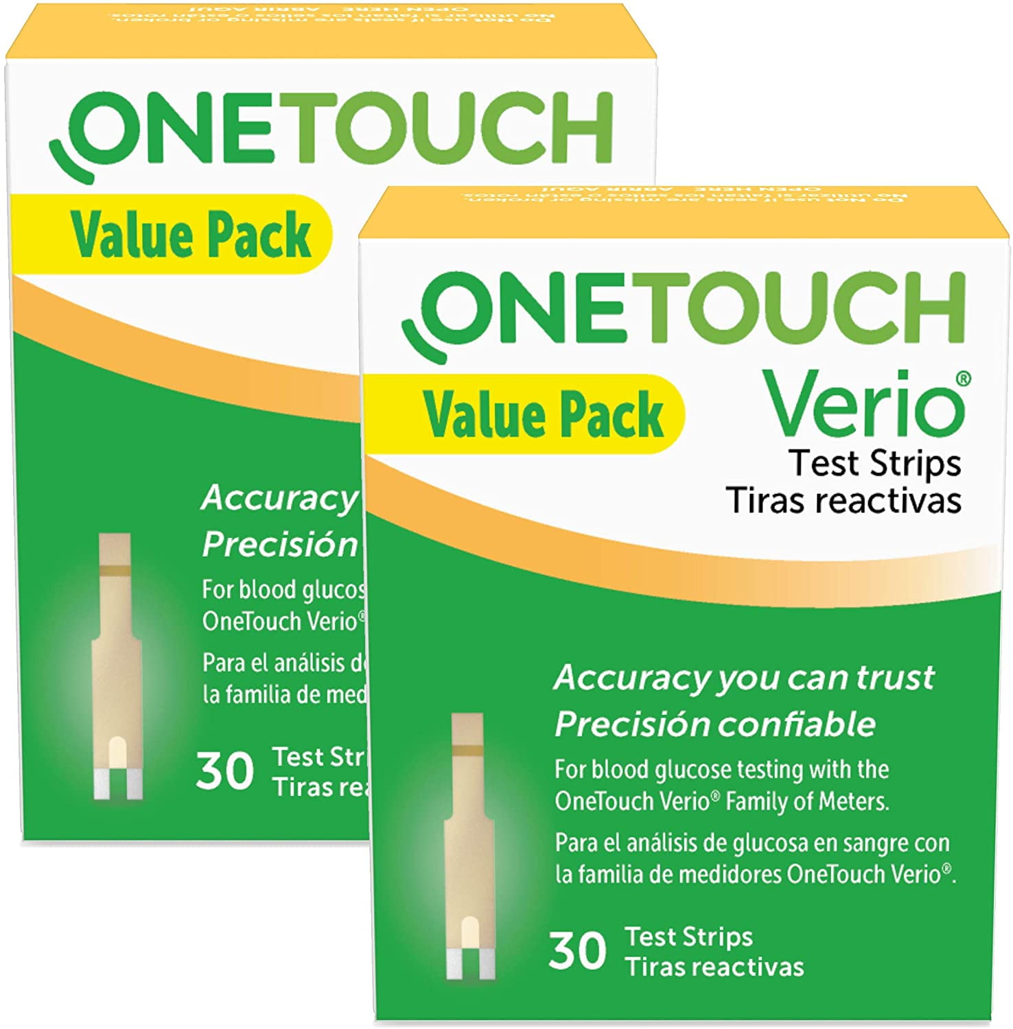 2 Paquetes de 30 Tiras Reactivas para Prueba de Glucosa OneTouch ...