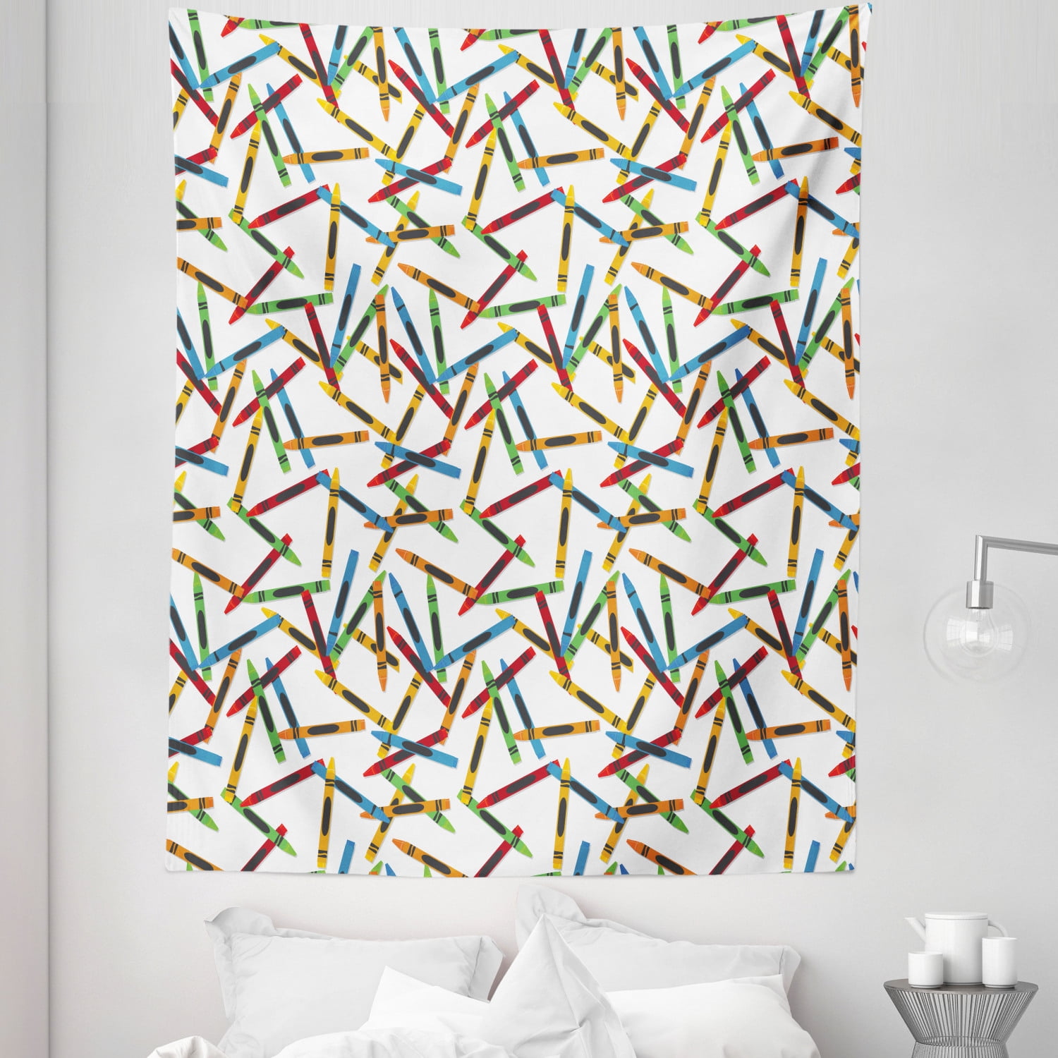Crayon Tapestry, Continuous Pattern of Cartoon Drawn Painting Crafts on ...