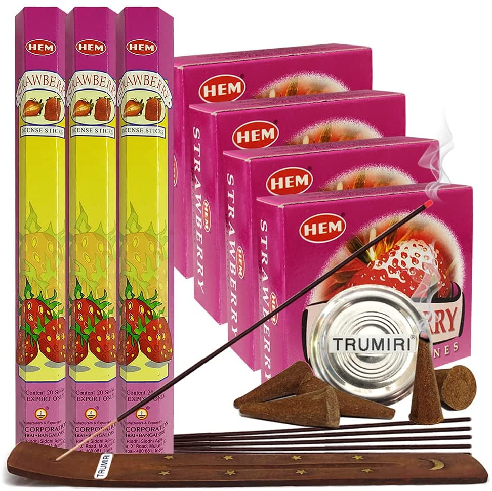 Strawberry Incense sticks and cone incense holder variety pack bundle ...